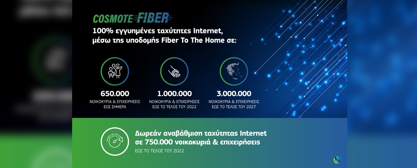 COSMOTE: Σε 650.000 σπίτια και επιχειρήσεις έφτασε η οπτική ίνα, στόχος ...