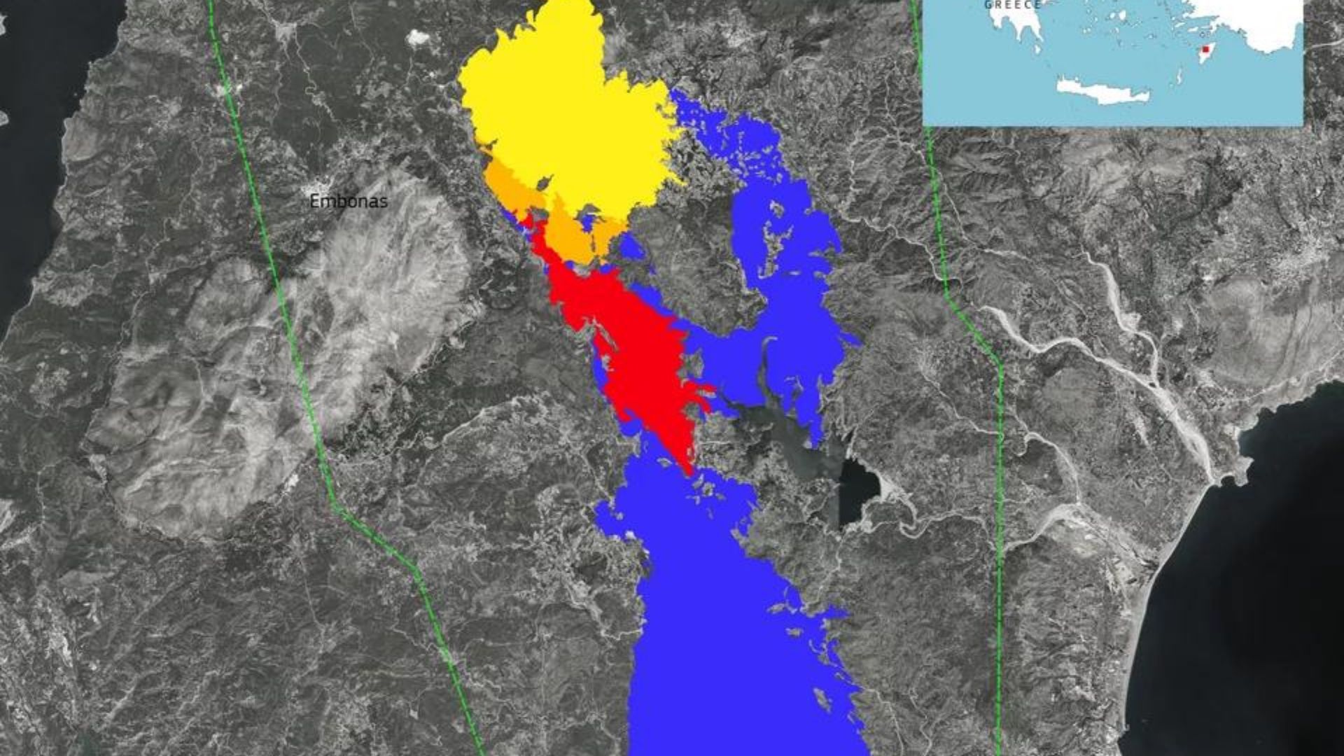 Φωτιά στη Ρόδο: Δραματική η απεικόνιση από δορυφόρο – Χωρισμένο στα δυο ...